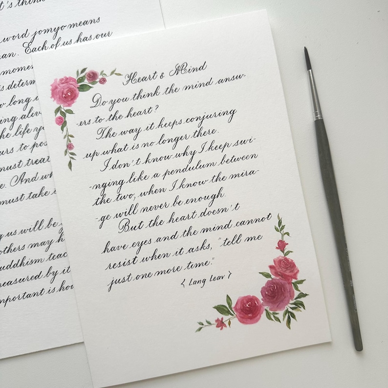 Custom Calligraphy Letter | Watercolor Decoration | Handwritten Wedding ...