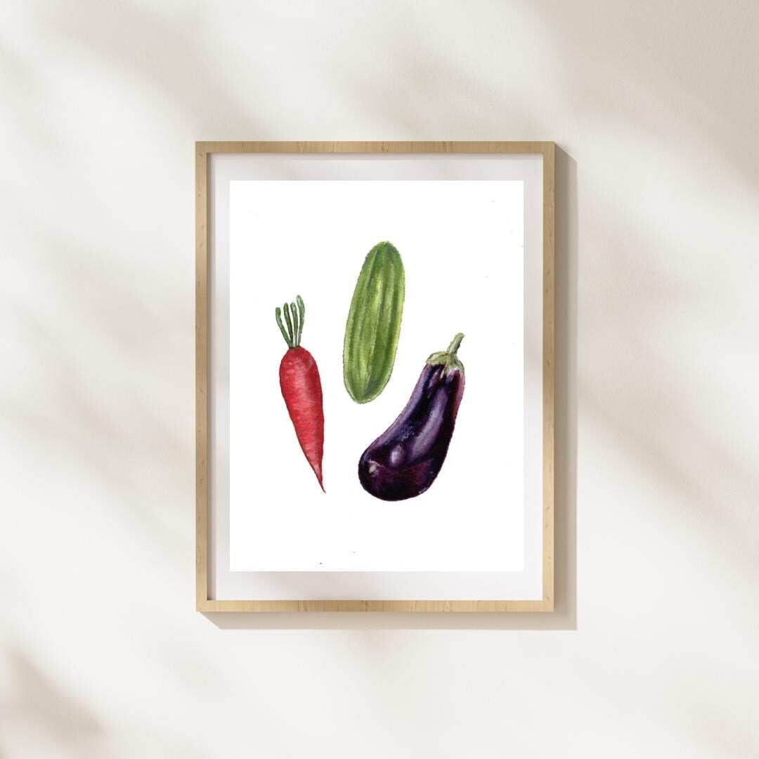 Vegetable Art Print – Colorful Oil Pastel Kitchen Wall Decor - Etsy