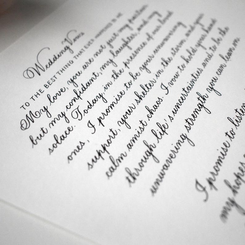 Custom Calligraphy Letter | Handwritten Wedding Vows | Handwritten ...