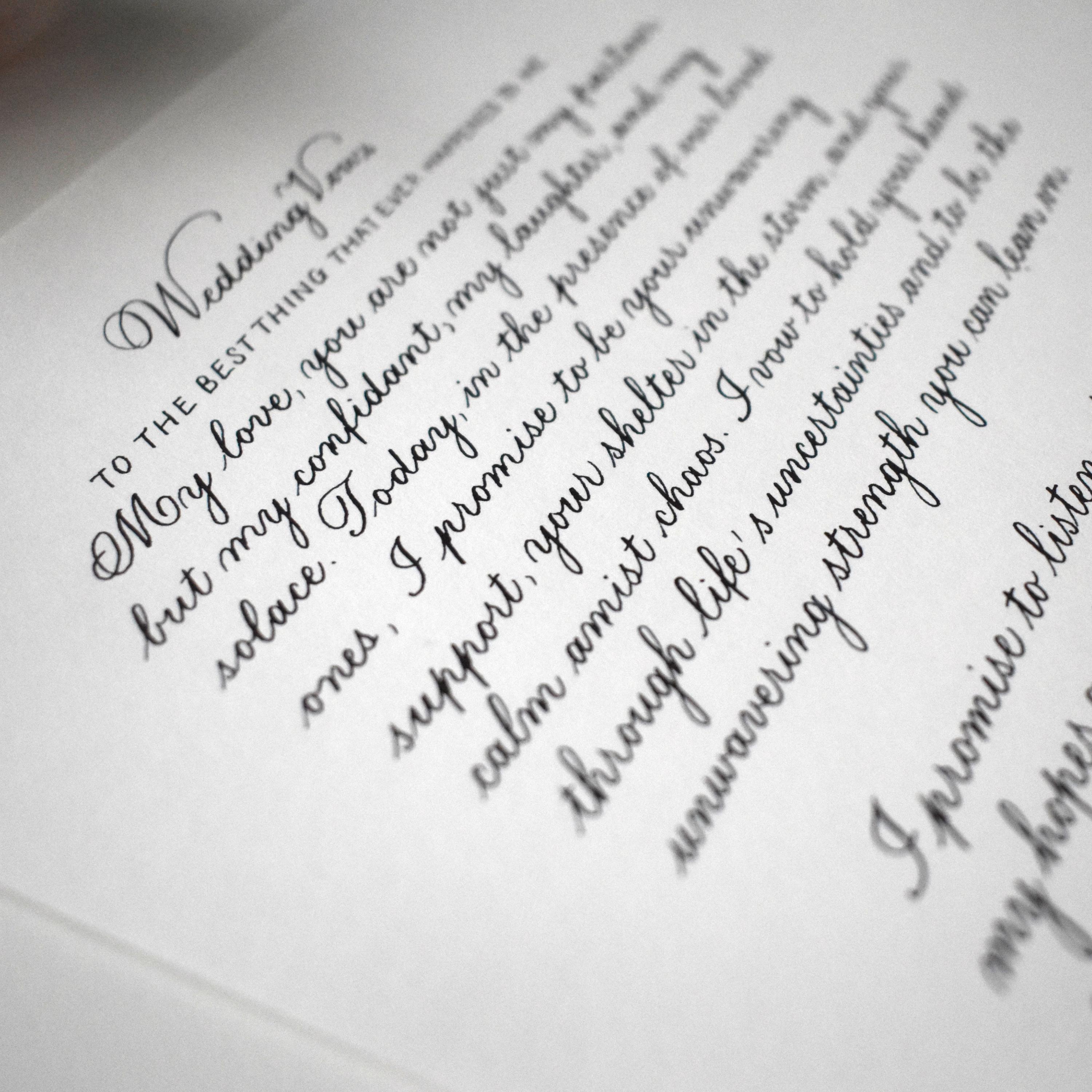 Custom Calligraphy Letter | Handwritten Wedding Vows | Handwritten ...