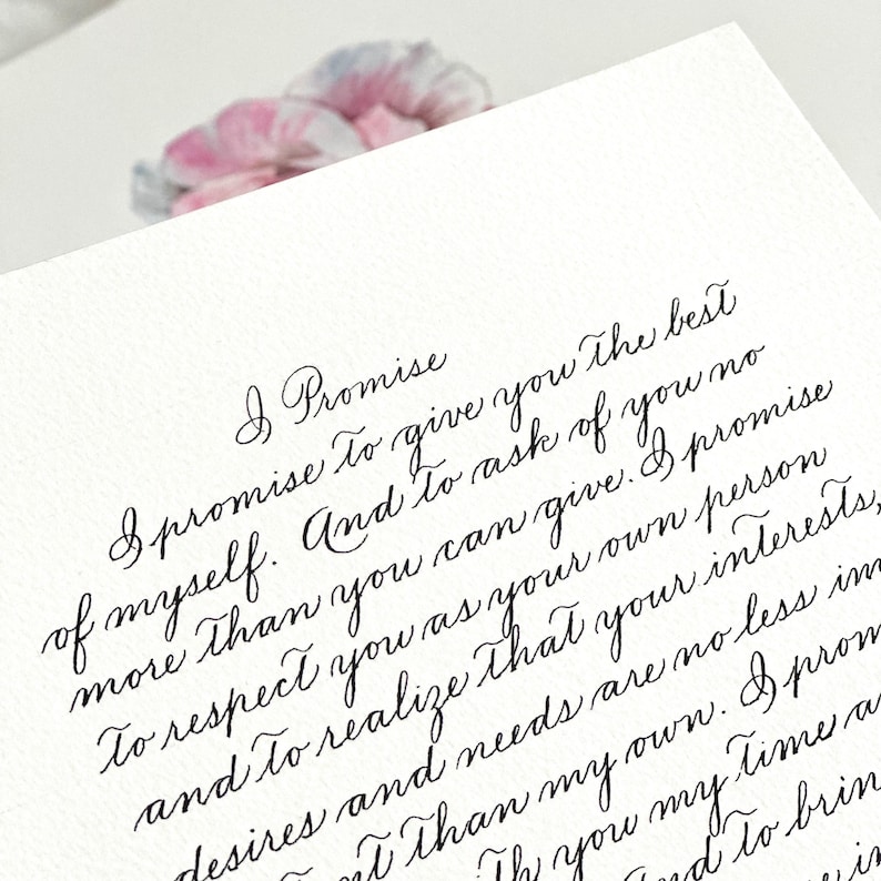 Personalized Keepsake: Handwritten Calligraphy for Wedding Vows & Poems ...