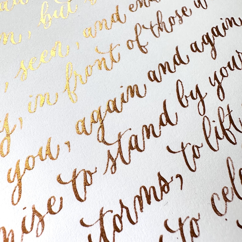 Gold Ink Calligraphy Letter: Custom Handwritten Wedding Vows ...