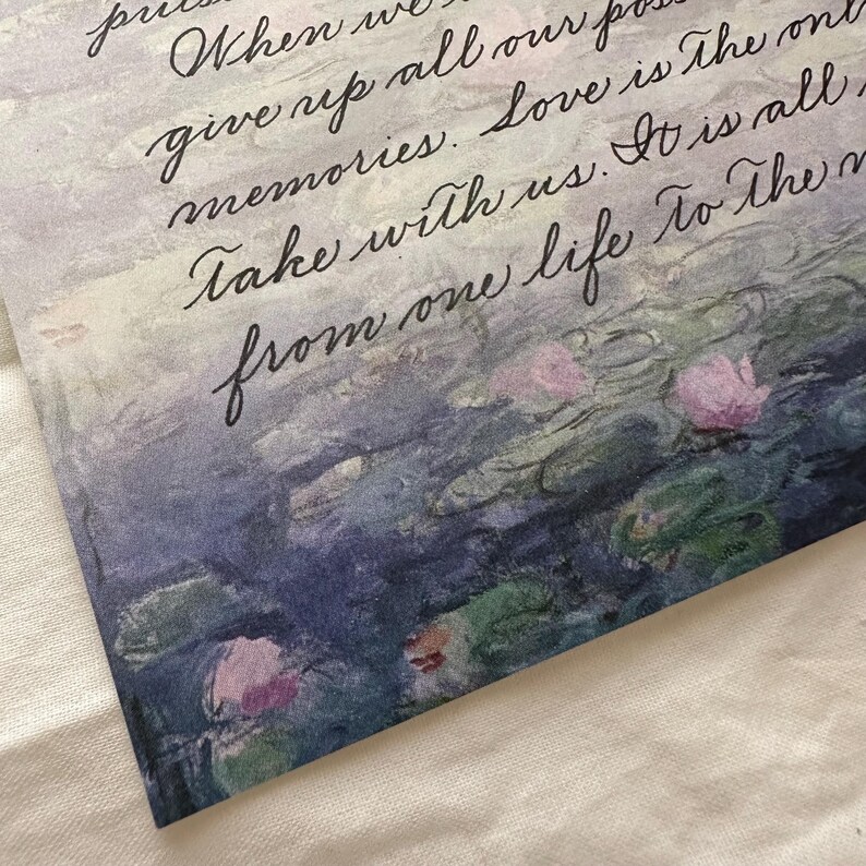 Custom Calligraphy Letter Monet Water Lily Pond Paper Handwritten ...