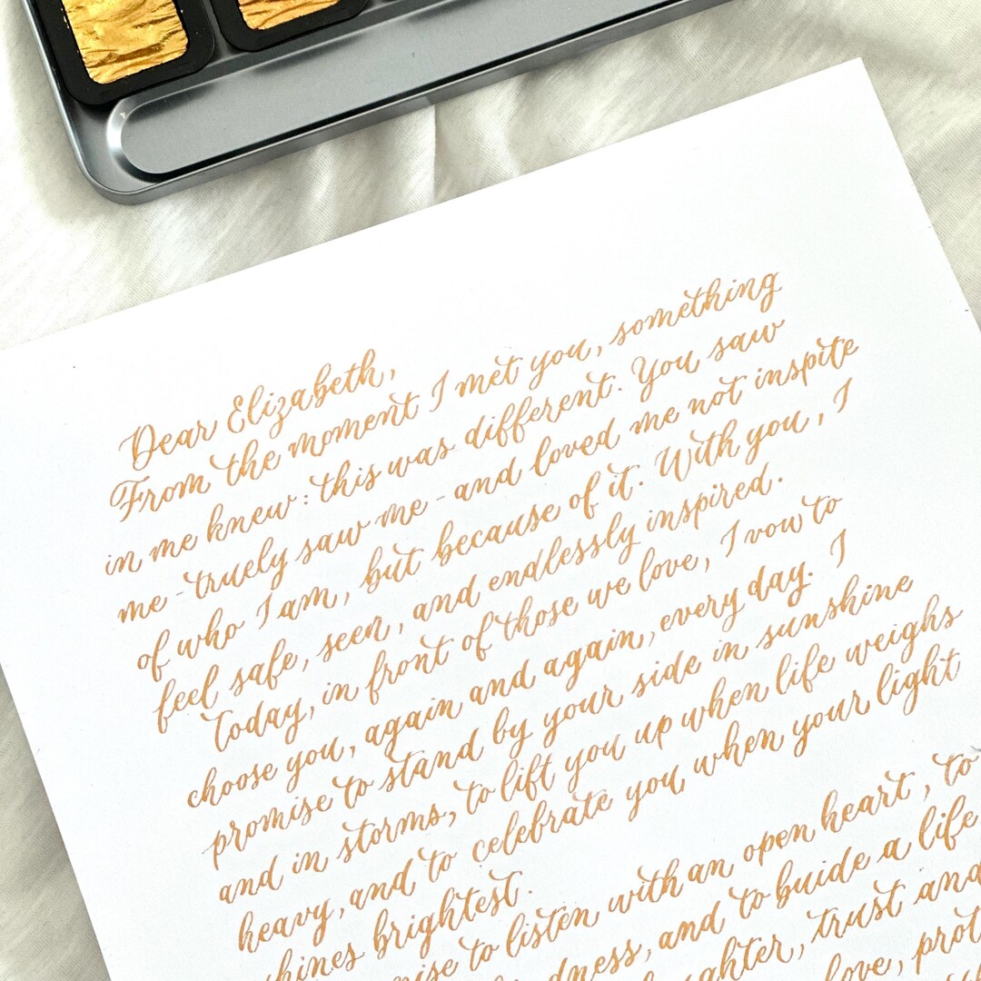 Custom Gold Ink Calligraphy Letter in Modern Calligraphy – Handwritten ...