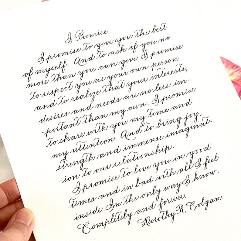 Personalized Keepsake: Handwritten Calligraphy for Wedding Vows & Poems ...