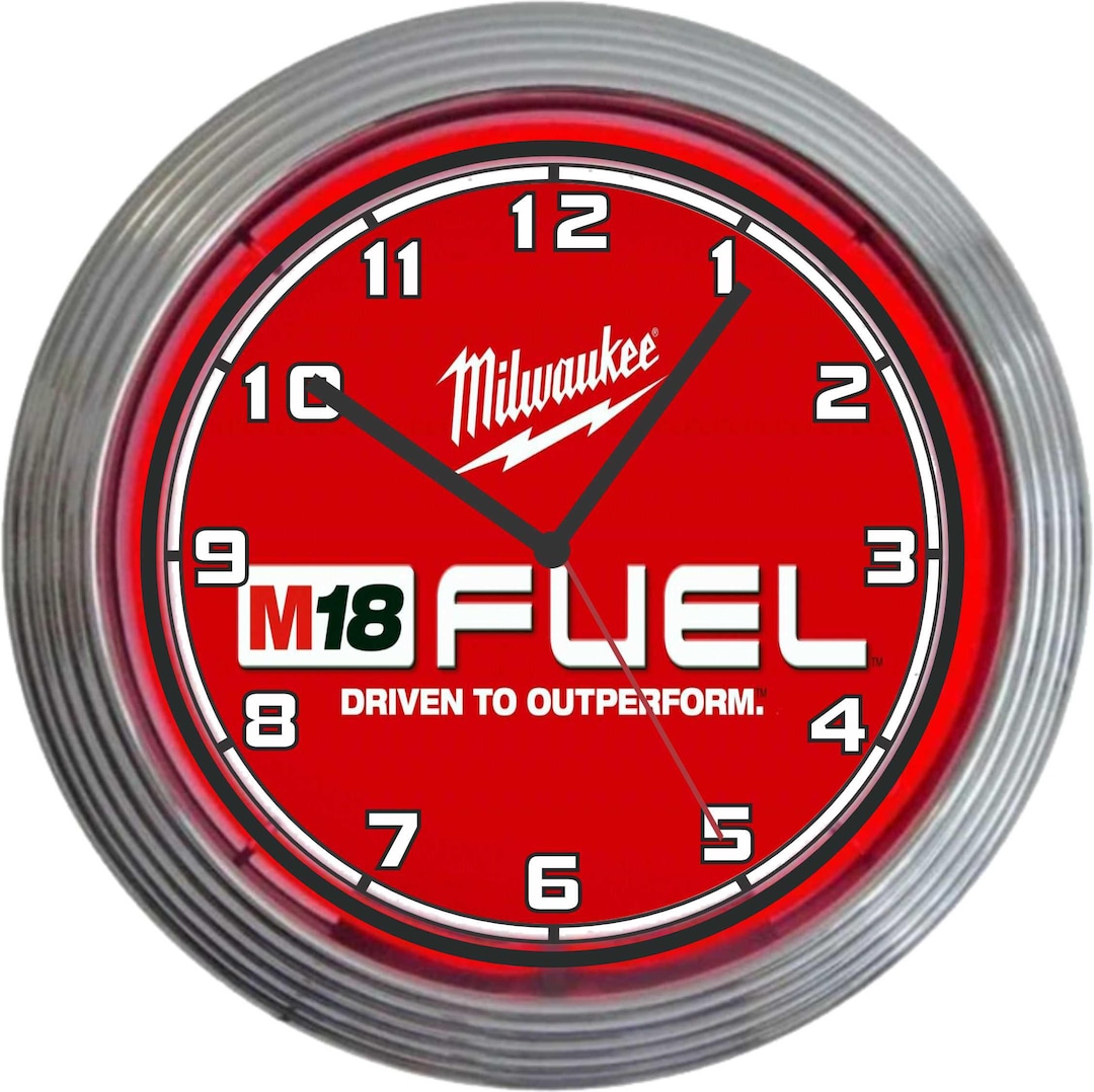 Milwaukee Tools Fuel 15 Inch Double Tube Neon Wall Clock - Etsy