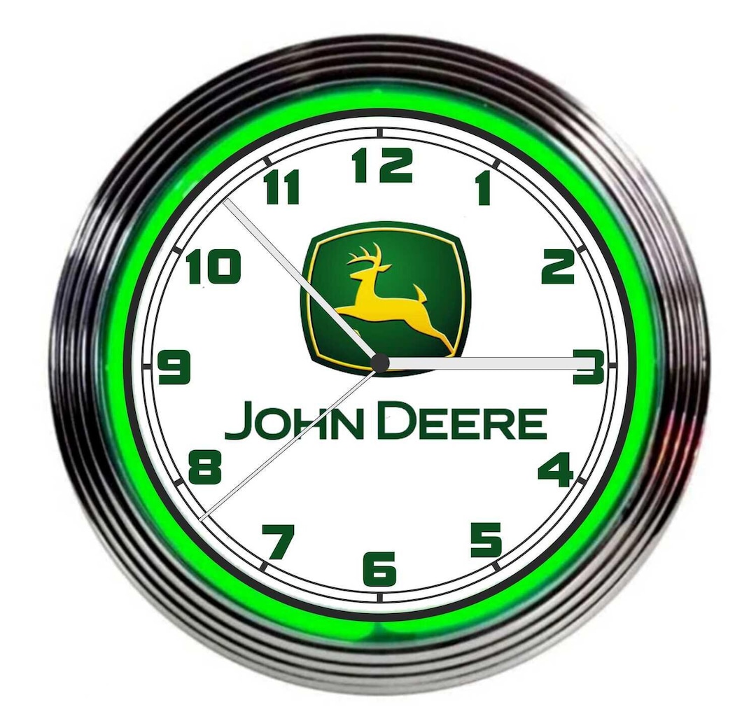 John Deere Emblem Green 15 Inch Double Tube Neon Wall Clock - Etsy