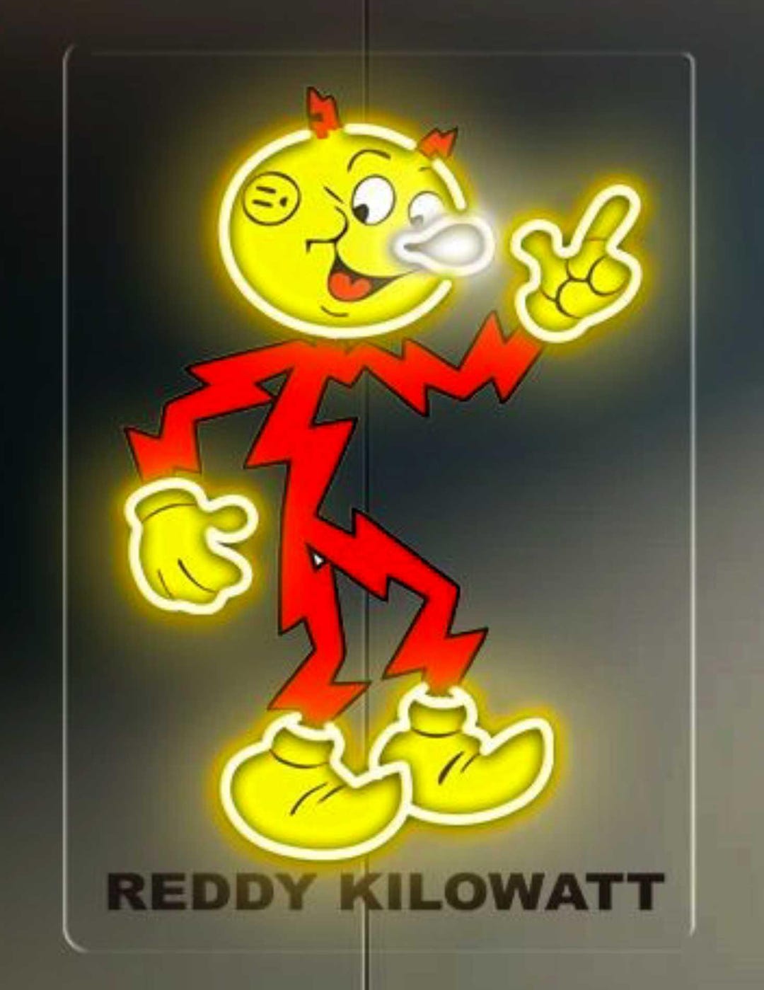 Reddy Kilowatt (electric Man) 20 Inch X 14 Inch Diameter Dimmable Neon ...