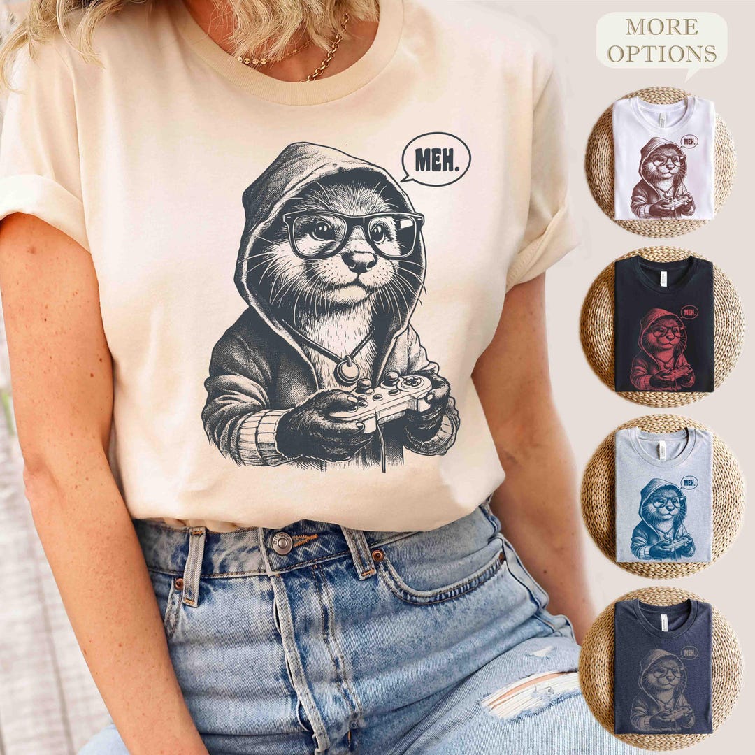 Retro Gaming Otter Shirt, Cute Gamer T-shirt, Funny Video Game Tee ...