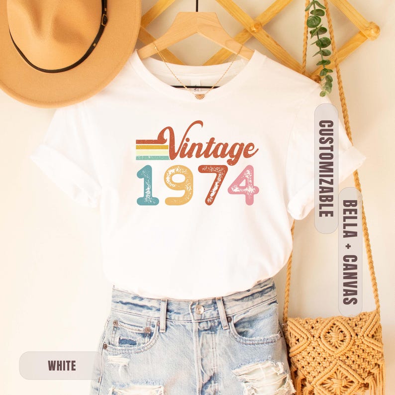 Vintage 1974 50th Birthday T Shirt, Retro 1974 Shirt, 1974 Birthday ...