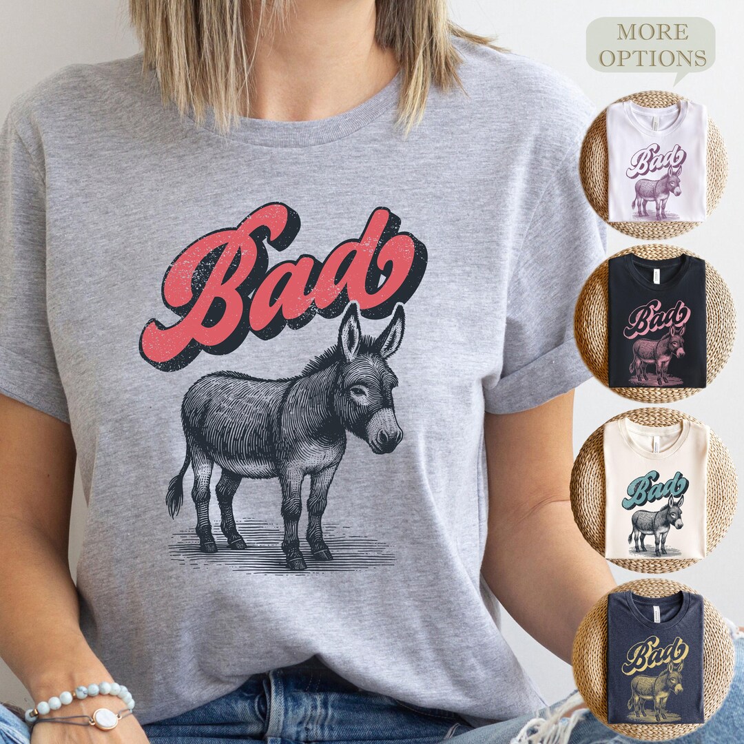 Bad Ass Donkey Retro T-shirt, Sarcastic Women T-shirt, Donkey Lover T ...