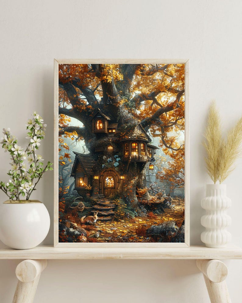 Enchanted Autumn Forest Art Fantasy Fall Decor High-quality Printable ...