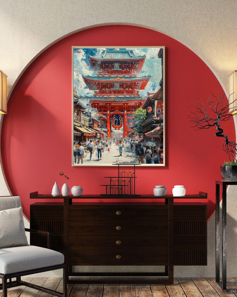 Tokyo Wall Art: Sensoji Temple - Traditional Tokyo Landmark Oil ...