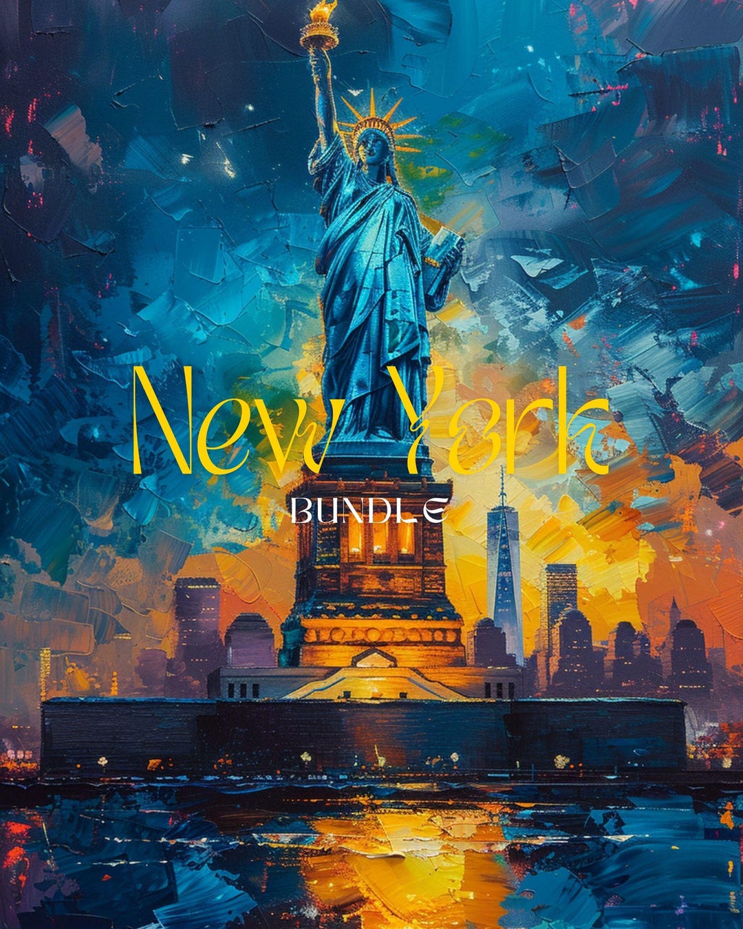 New York City Bundle Iconic Landmarks in Oil Painting Style - Etsy