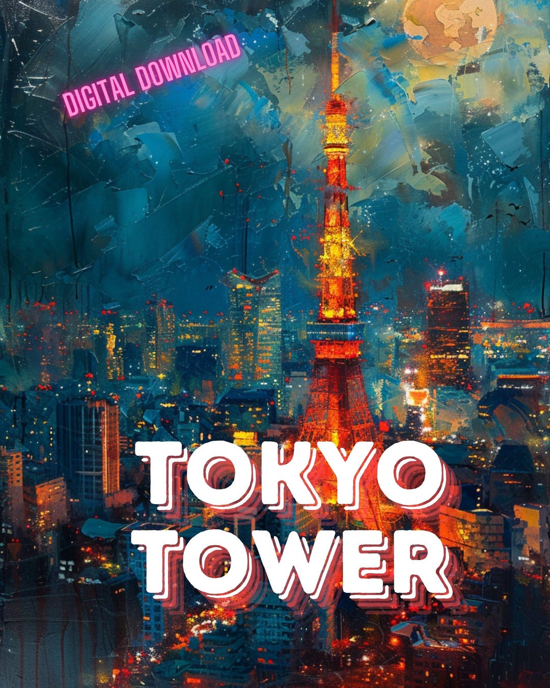 Tokyo Wall Art: Iconic Tokyo Tower - Japanese Cityscape Art for ...