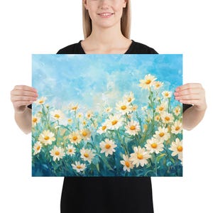 Daisy Field Art Print: Cheerful Floral Wall Decor - Etsy