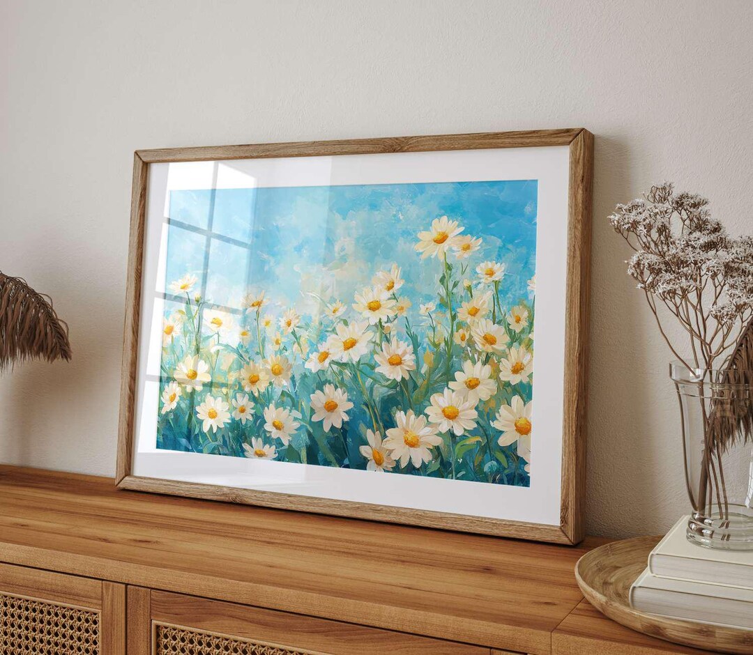 Daisy Field Art Print: Cheerful Floral Wall Decor - Etsy