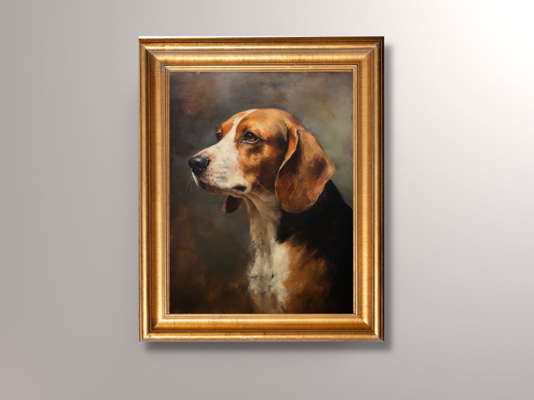 Antique Beagle Art Print, Beagle Painting, Beagle Portrait, Dog ...