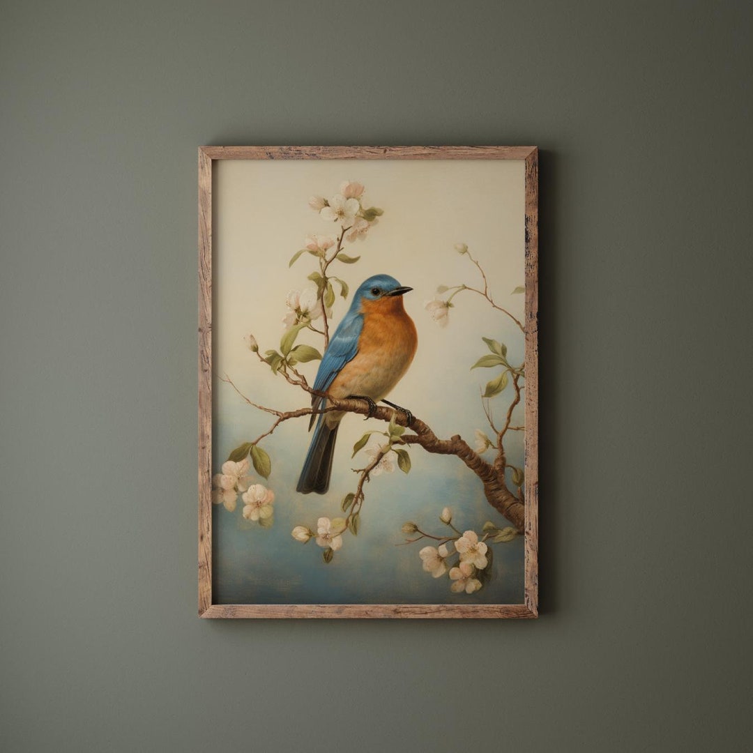Vintage Bluebird Painting, Bluebird Print, Antique Bluebird Art ...