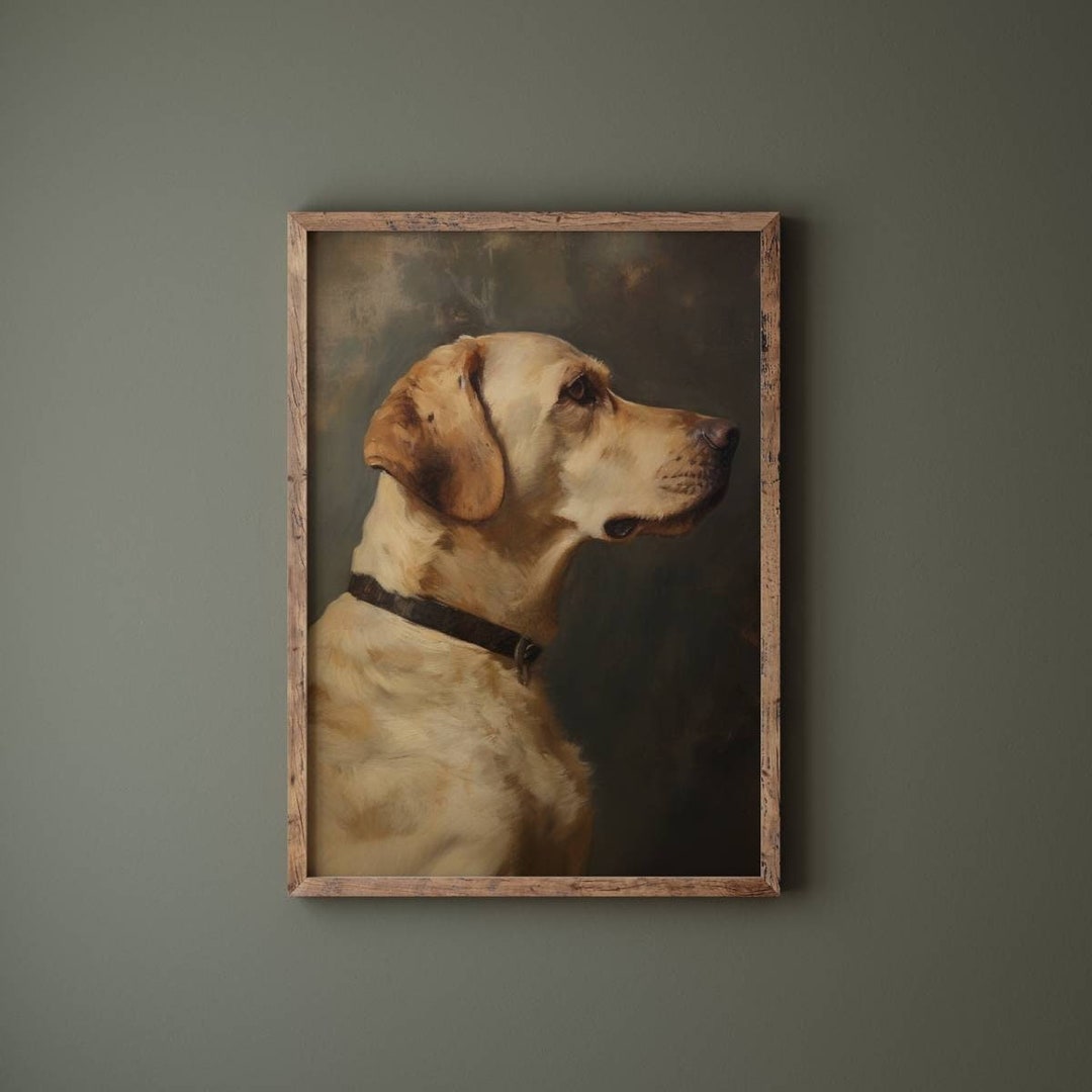 Antique Yellow Labrador Portrait Print, Yellow Lab Art Print, Vintage ...