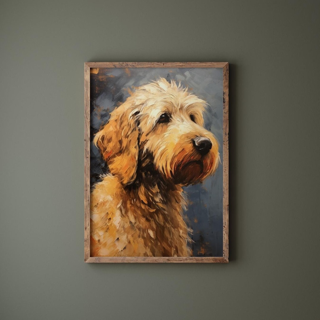 Goldendoodle Portrait Art Print, Goldendoodle Fine Art Painting, Giclee ...