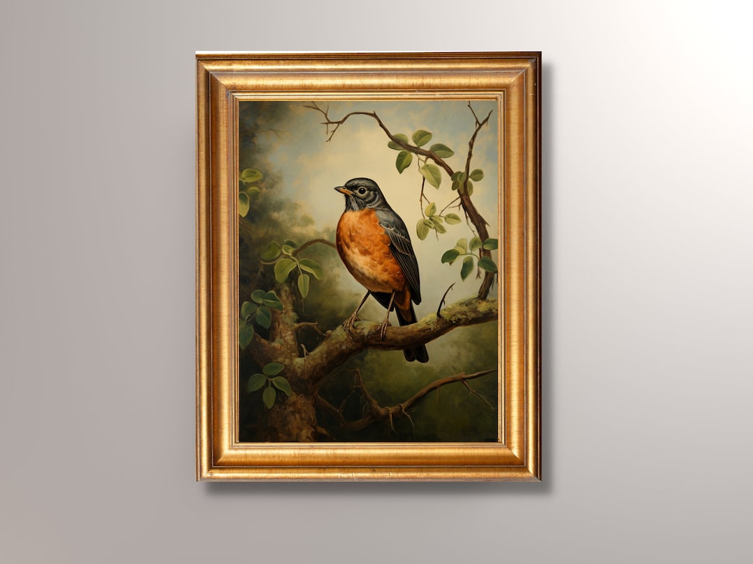 Vintage Robin Art Print, Antique Bird Art, Cottagecore Art, Academia ...