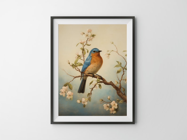 Vintage Bluebird Painting, Bluebird Print, Antique Bluebird Art ...