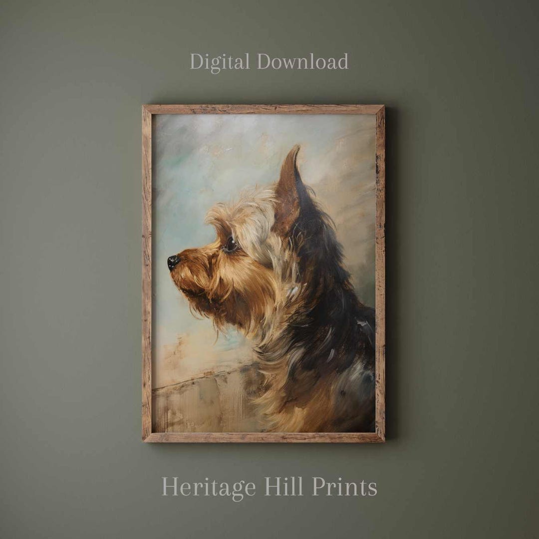 Vintage Yorkshire Terrier Painting, Digital Download, Yorkie Art Print ...