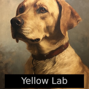 Antique Yellow Labrador Portrait Painting, Labrador Art Print, Vintage ...