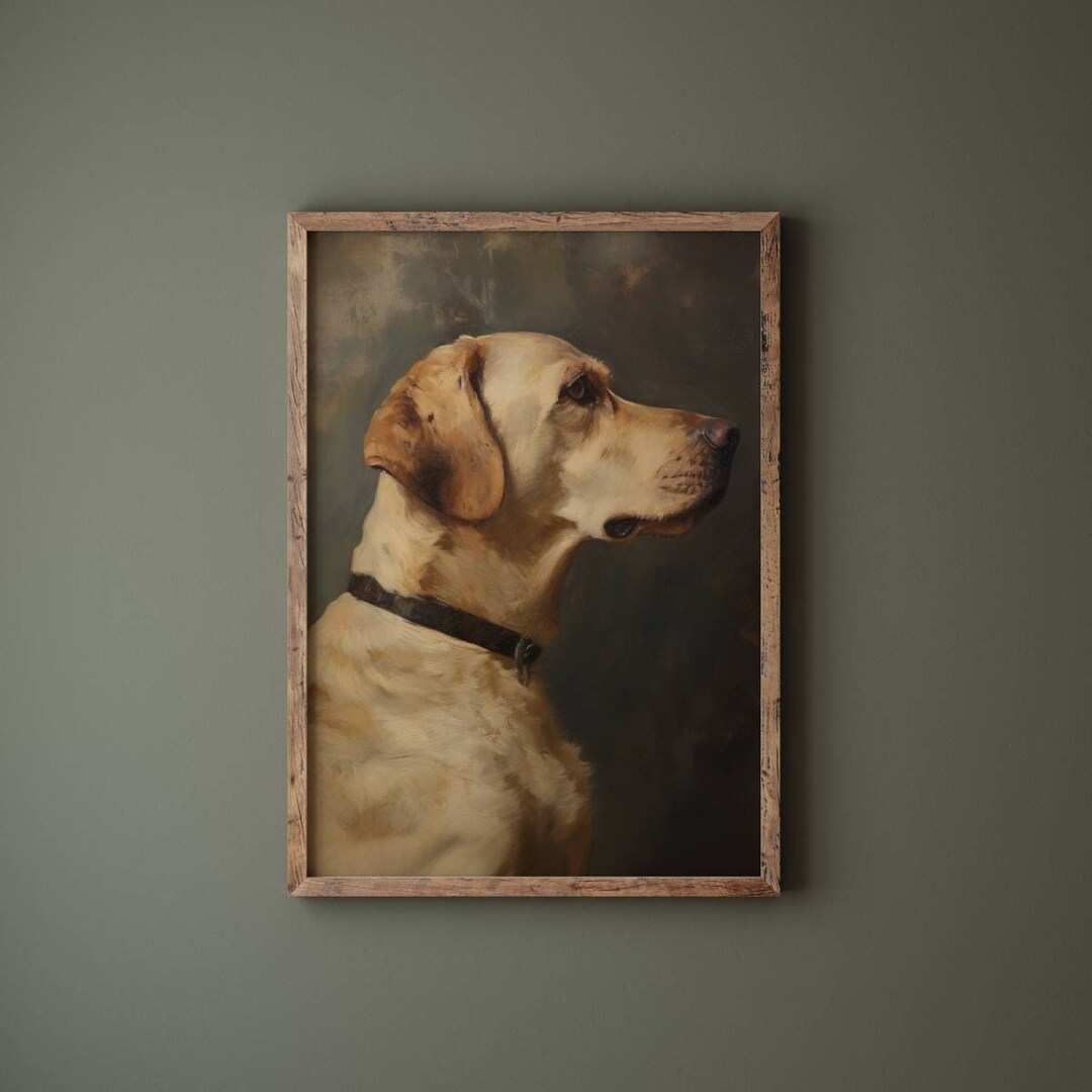 Antique Yellow Labrador Portrait Print, Yellow Lab Art Print, Vintage ...