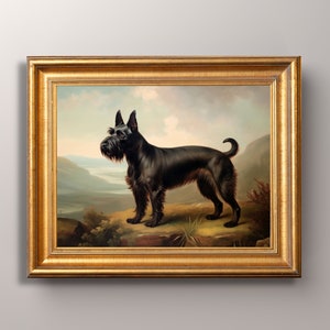 Antique Style Scottish Terrier Painting, Digital Download, Vintage Style Art, Scottie Dog ...