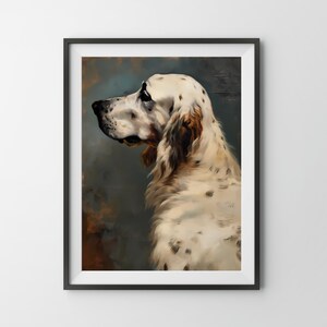 Vintage English Setter Portrait Oil Painting, Antique Art, English ...