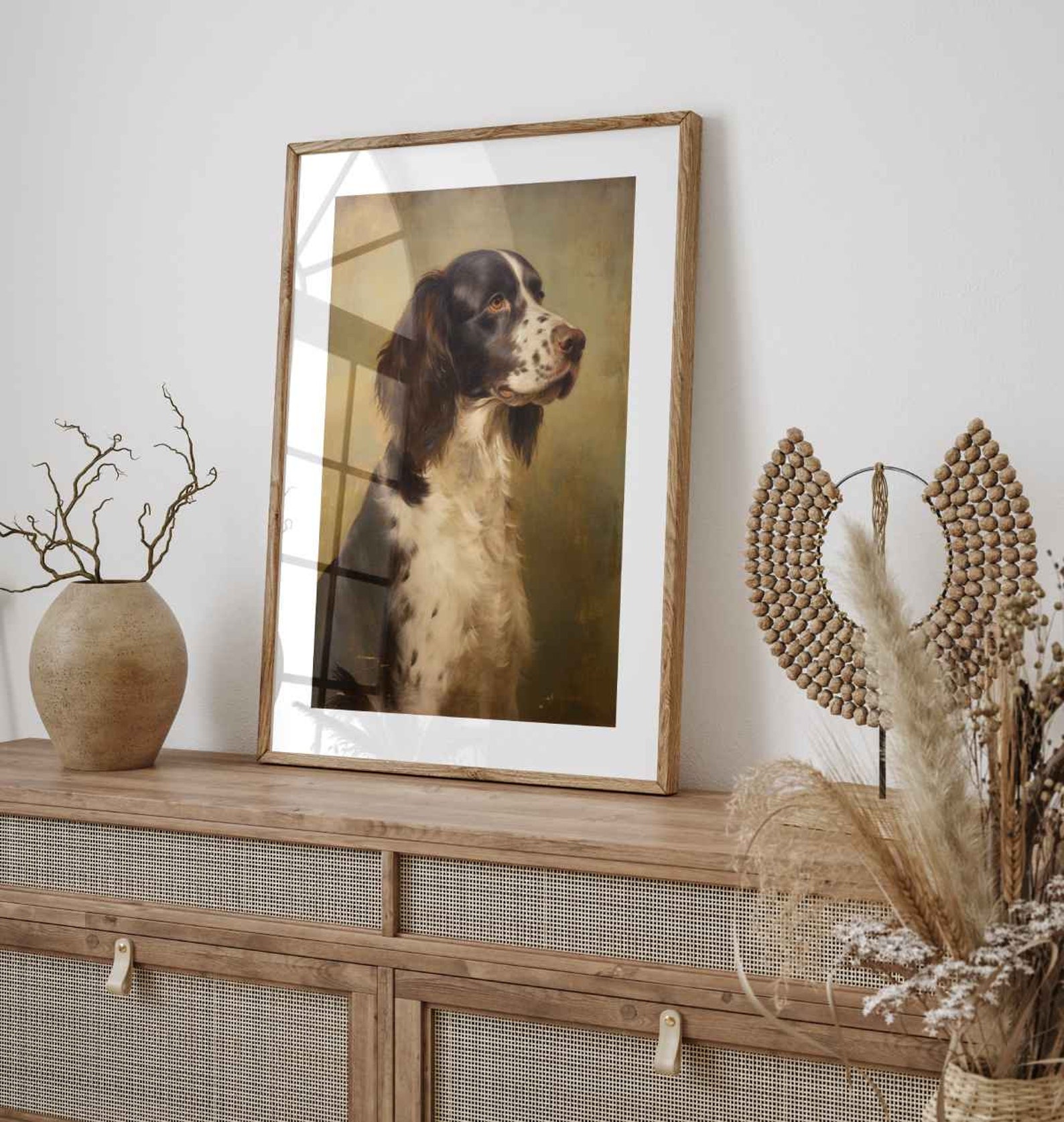 Vintage English Springer Spaniel Portrait Painting, English Springer ...