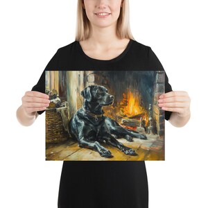 Vintage Black Labrador Portrait, Black Lab Art Print, Antique ...