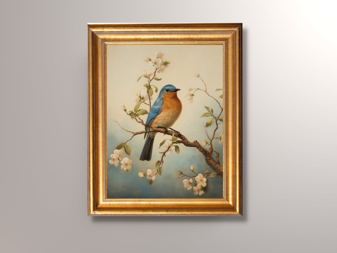 Vintage Bluebird Painting, Bluebird Print, Antique Bluebird Art ...