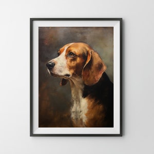 Antique Beagle Art Print, Beagle Painting, Beagle Portrait, Dog ...