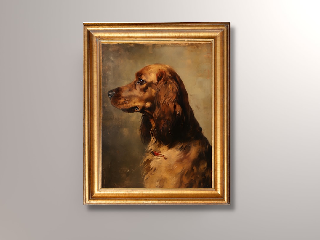 Vintage Cocker Spaniel Portrait Painting, Antique Art Print, Cocker ...