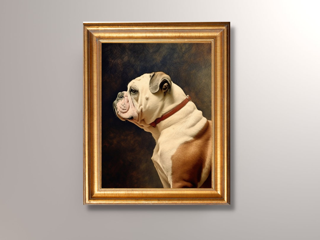Antique Style English Bulldog Portrait Painting, Bulldog Art Print ...