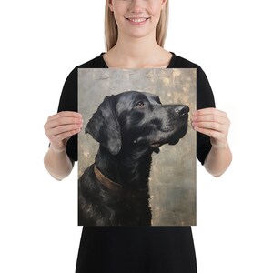 Vintage Black Labrador Portrait, Black Lab Art Print, Antique Oil ...