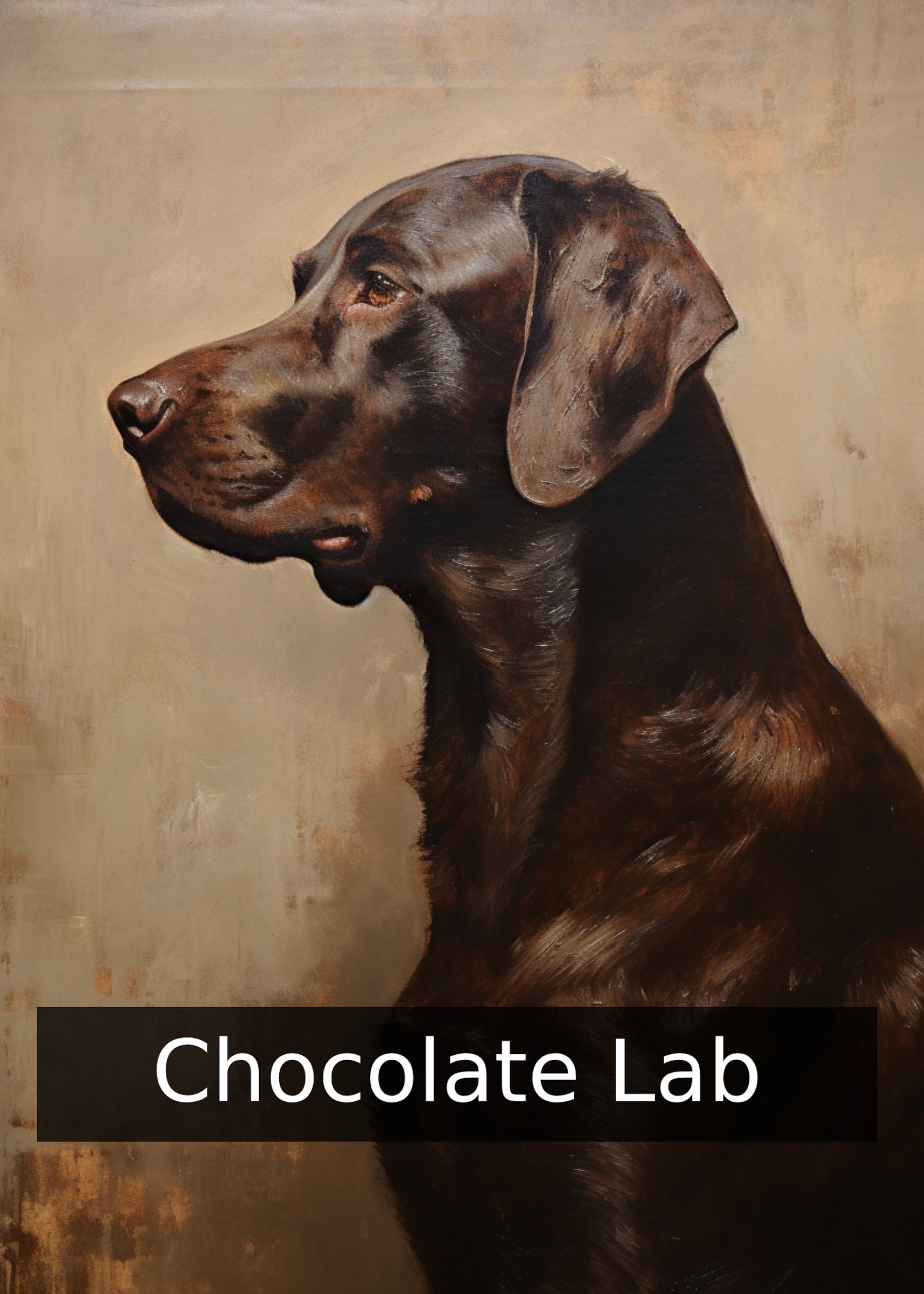 Vintage Chocolate Labrador Portrait Print, Labrador Art Print ...