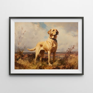 Vintage Yellow Labrador Painting, Yellow Lab Art Print, Labrador ...