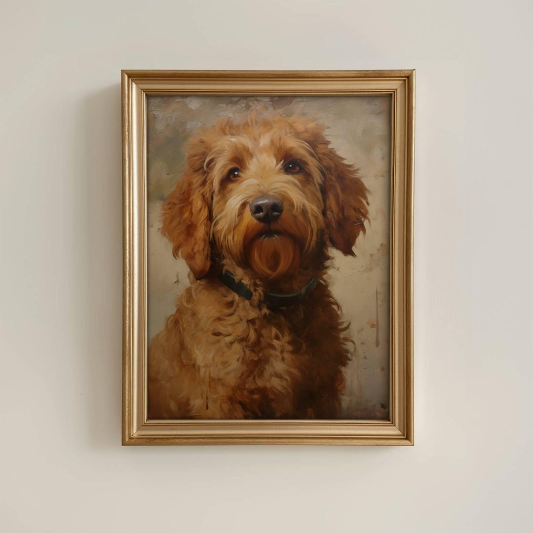 Goldendoodle Portrait Art Print, Antique Art Painting - Etsy