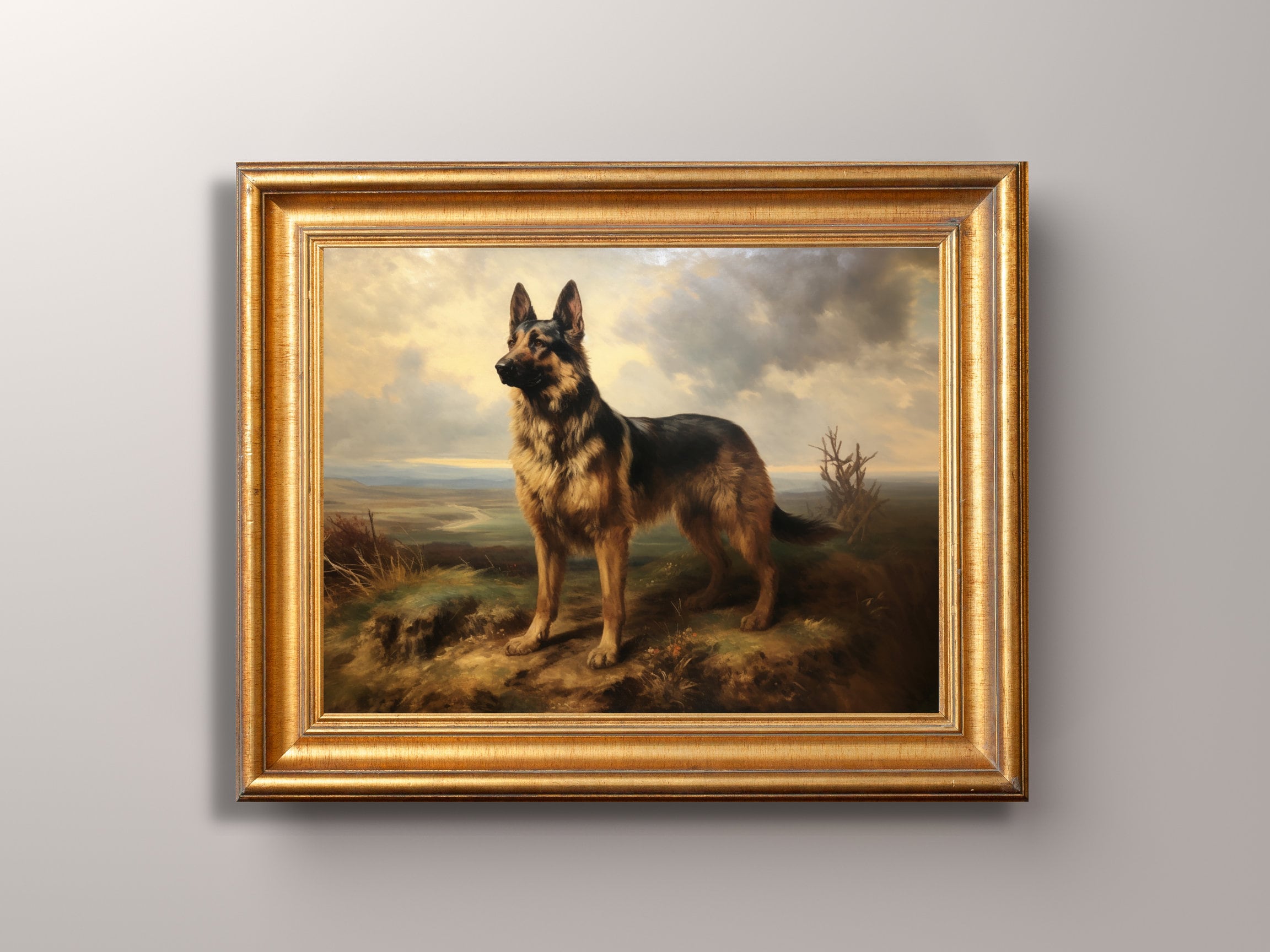 Vintage German Shepherd Painting Digital Download, Antique Art Print ...