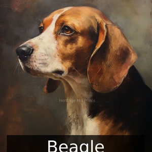Antique Beagle Art Print, Beagle Painting, Beagle Portrait, Dog ...