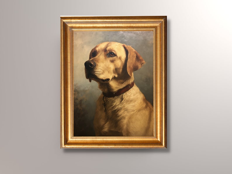 Antique Yellow Labrador Portrait Painting, Labrador Art Print, Vintage ...