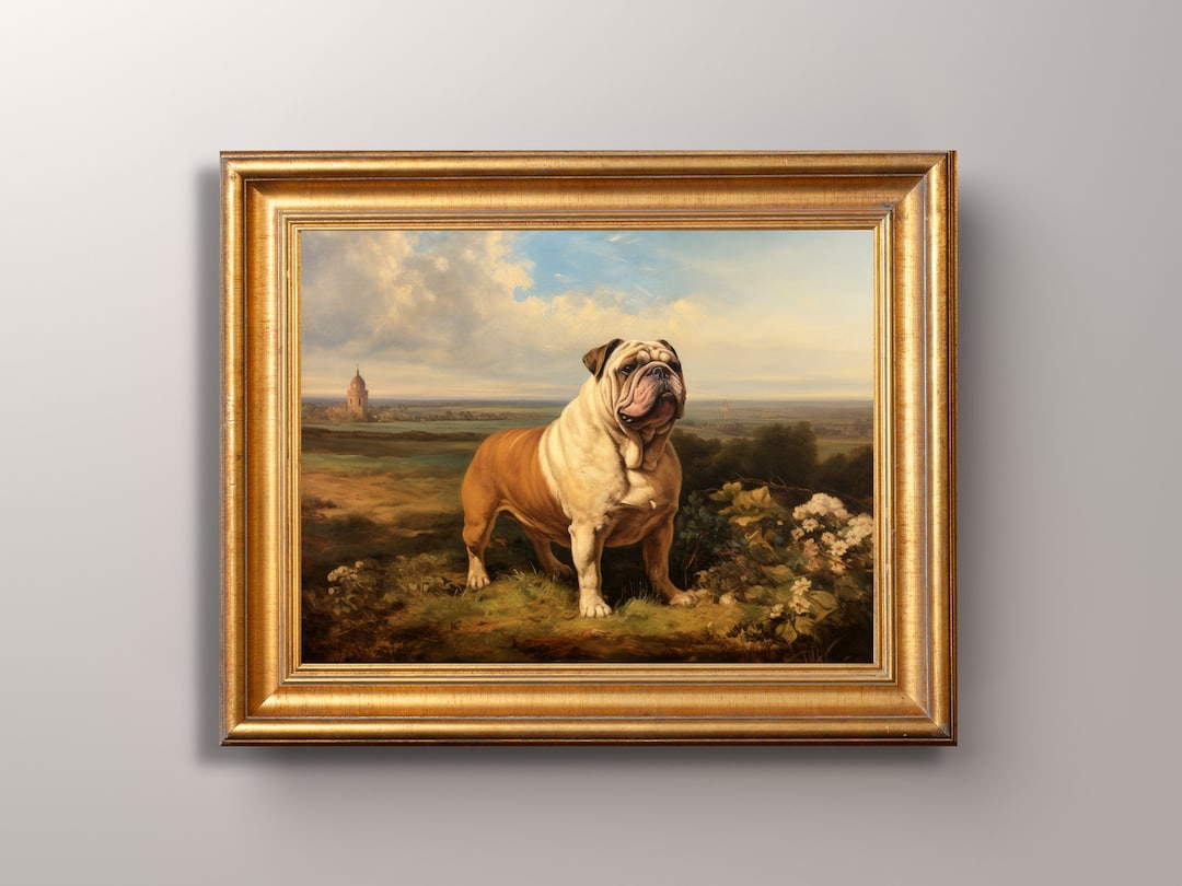 Vintage English Bulldog Painting Print, Bulldog Portrait Art Print, Antique Art, Dog Portrait ...