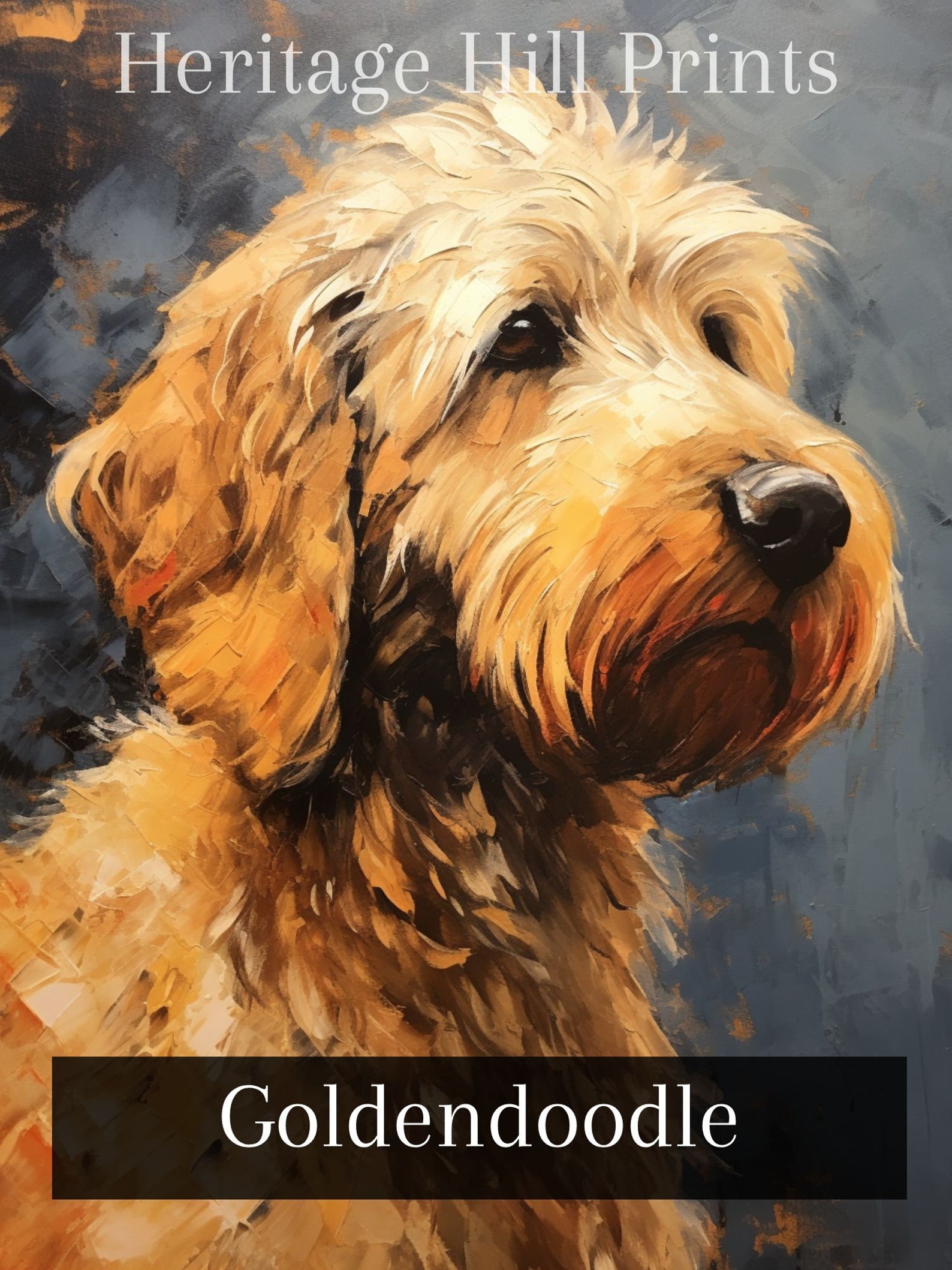 Goldendoodle Portrait Art Print, Goldendoodle Fine Art Painting, Giclee ...