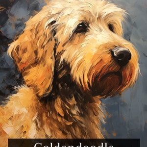 Goldendoodle Portrait Art Print, Goldendoodle Fine Art Painting, Giclee ...