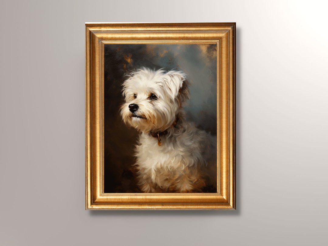 Vintage Maltese Portrait Art Print, Maltese Painting, Maltese Portrait ...
