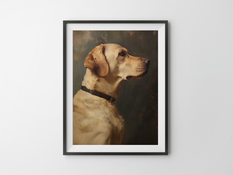 Antique Yellow Labrador Portrait Print, Yellow Lab Art Print, Vintage ...